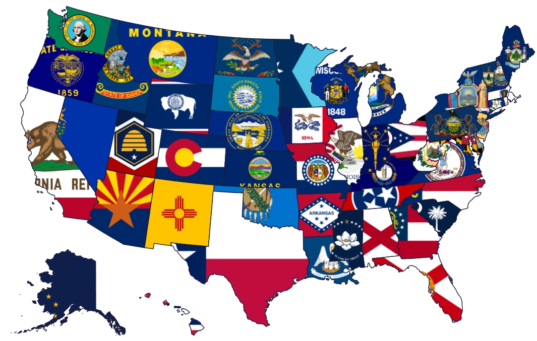 Official Flags and Names of All 50 U.S. States
